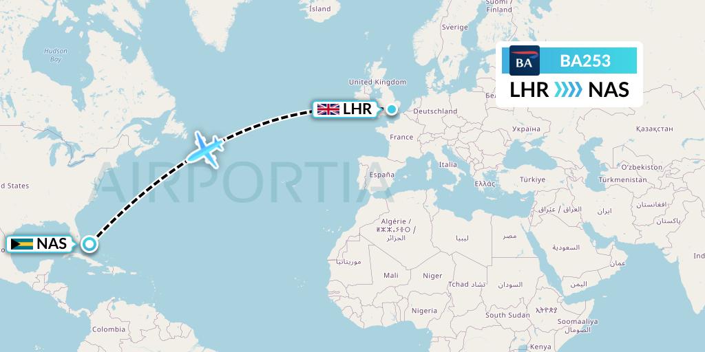 BA253 Flight Status British Airways: London to Nassau (BAW253)