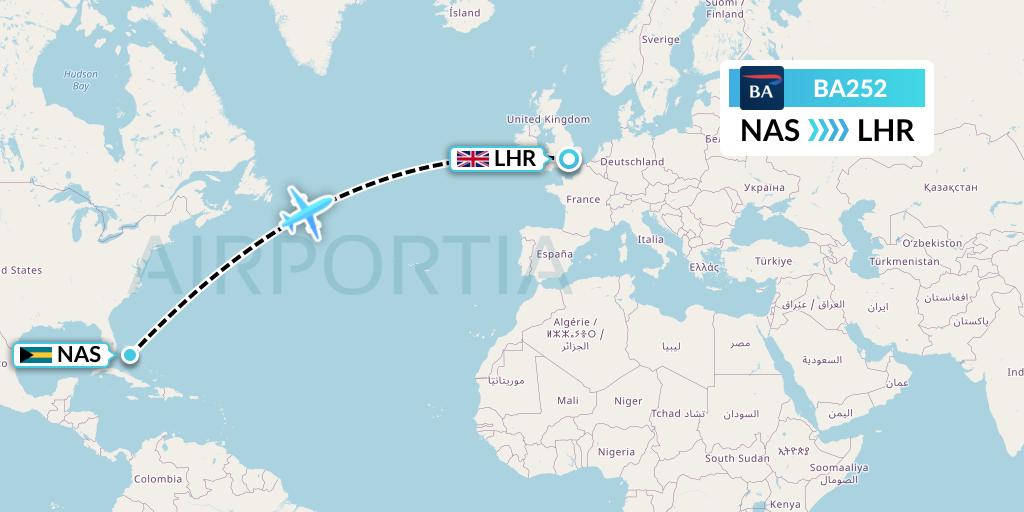 BA252 Flight Status British Airways: Nassau to London (BAW252)