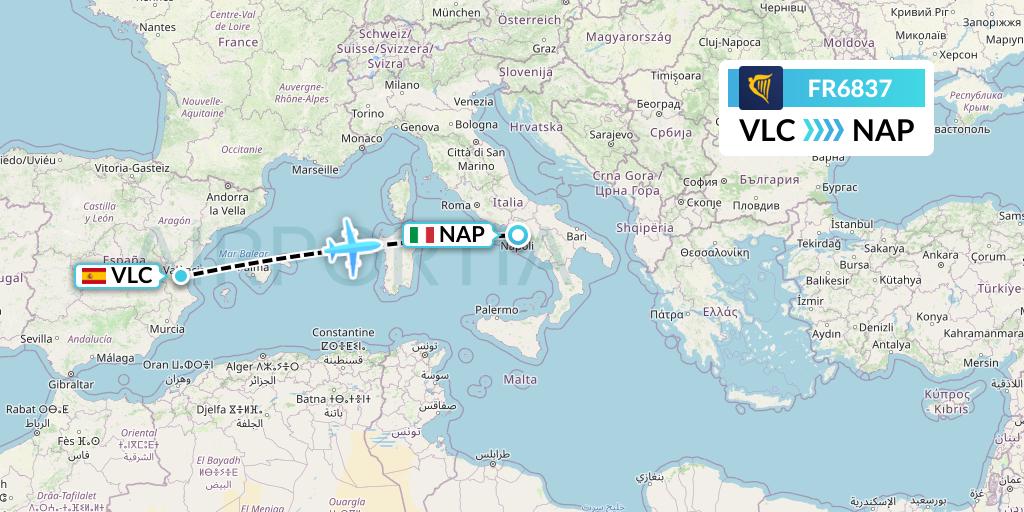 FR6837 Flight Status Ryanair: Valencia to Naples (RYR6837)