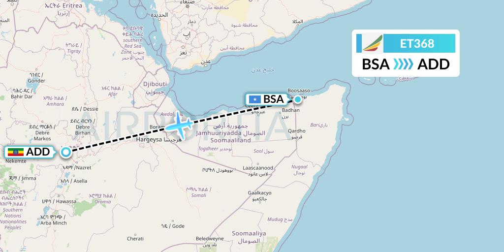 ET368 Flight Status Ethiopian Airlines: Bosaso to Addis Ababa (ETH368)