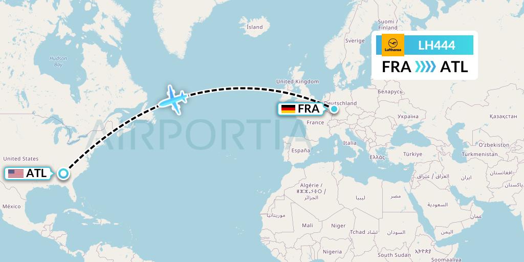 LH444 Flight Status Lufthansa: Frankfurt to Atlanta (DLH444)