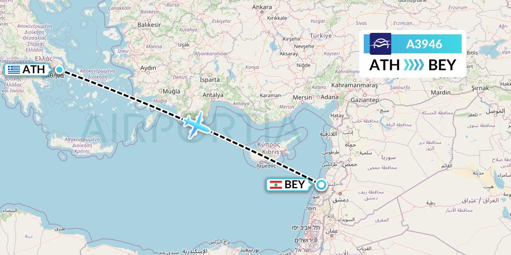 A3946 Flight Status Aegean Airlines: Athens to Beirut (AEE946)