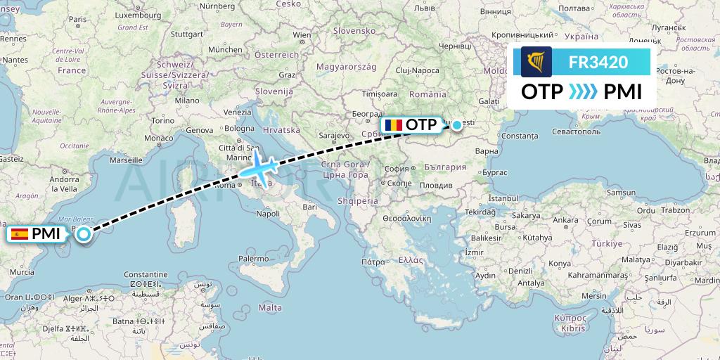 FR3420 Flight Status Ryanair: Bucharest to Palma de Mallorca (RYR3420)