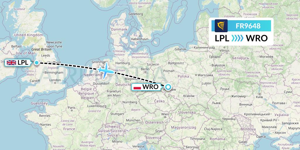 FR9648 Flight Status Ryanair: Liverpool to Wroclaw (RYR9648)