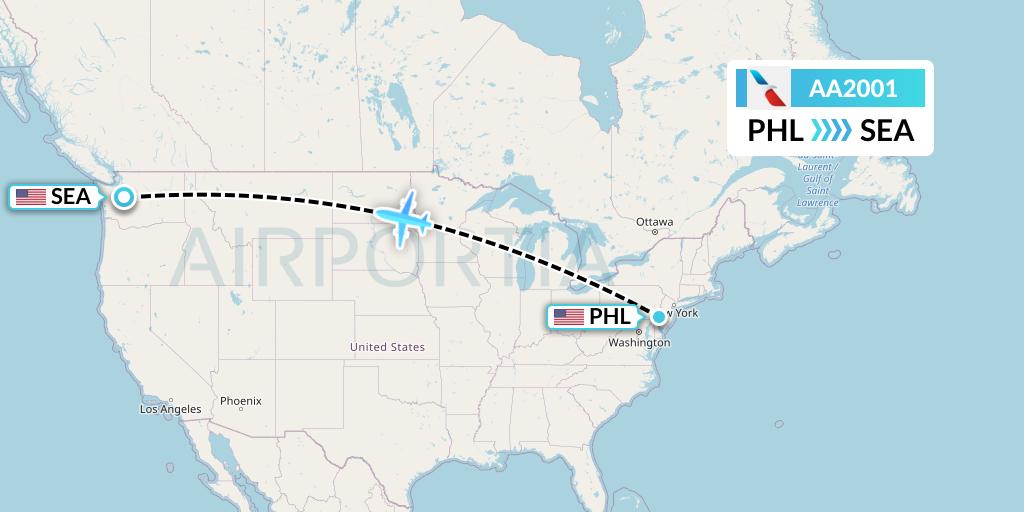AA2001 Flight Status American Airlines: Philadelphia to Seattle (AAL2001)