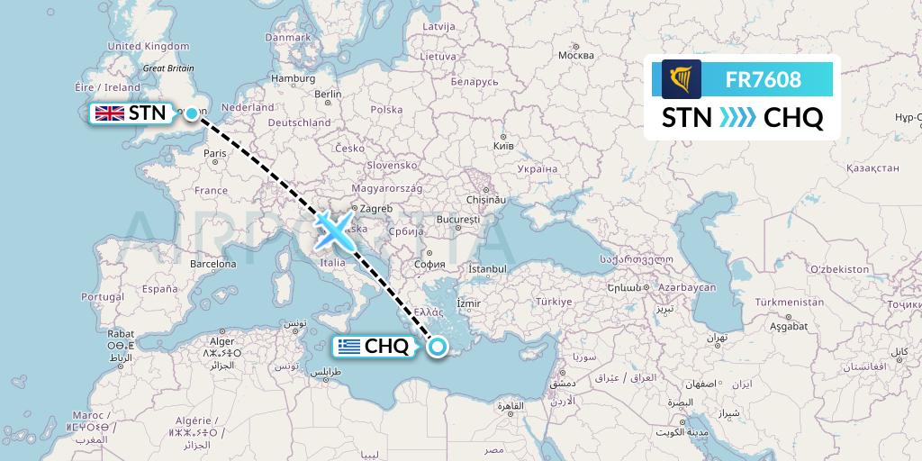 FR7608 Flight Status Ryanair: London to Chania (RYR7608)