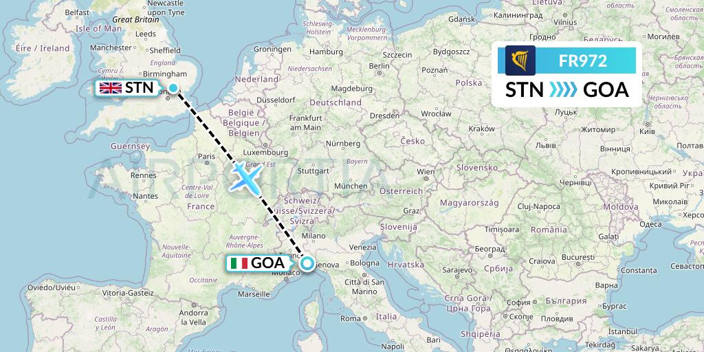 FR972 Flight Status Ryanair: London to Genoa (RYR972)