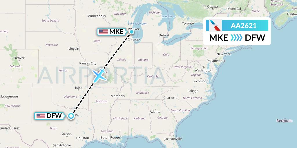 AA2621 Flight Status American Airlines: Milwaukee to Dallas (AAL2621)