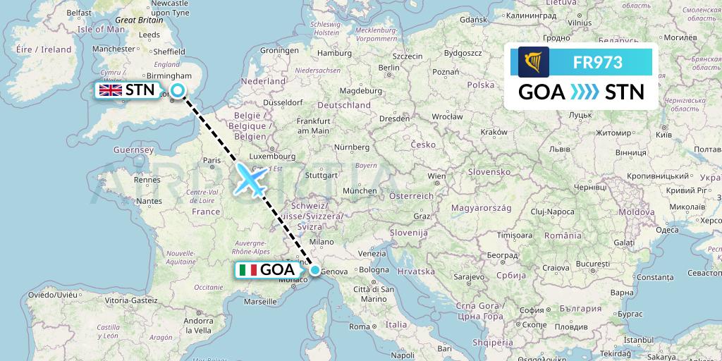 FR973 Flight Status Ryanair: Genoa to London (RYR973)