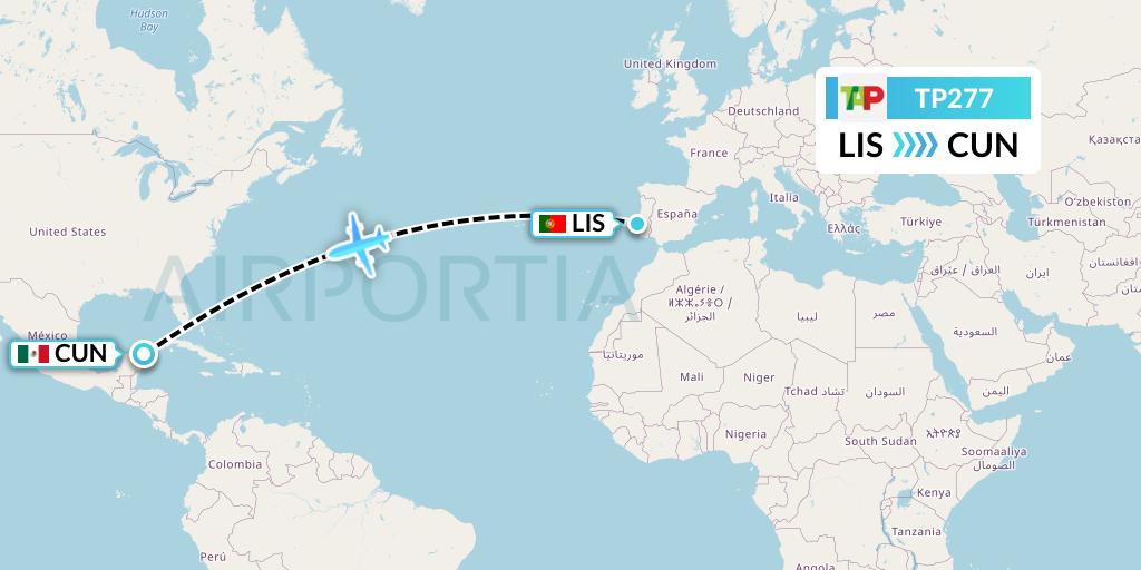TP277 Flight Status TAP Portugal: Lisbon to Cancun (TAP277)
