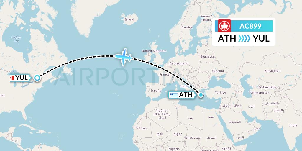 AC899 Flight Status Air Canada: Athens to Montreal (ACA899)