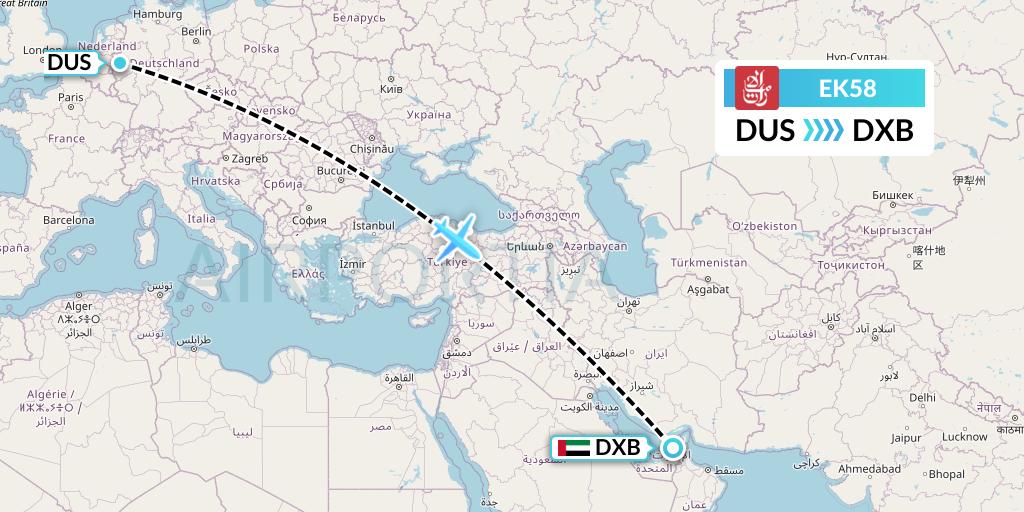 EK58 Flight Status Emirates: Dusseldorf to Dubai (UAE58)