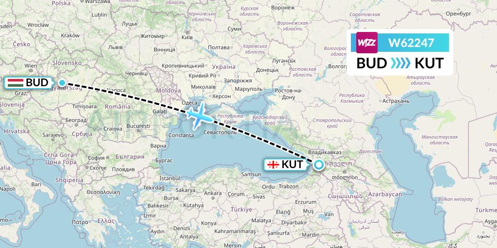 W62247 Flight Status Wizz Air: Budapest to Kutaisi (WZZ2247)