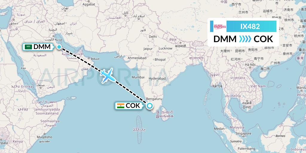 IX482 Flight Status Air India Express: Dammam to Cochin (AXB482)