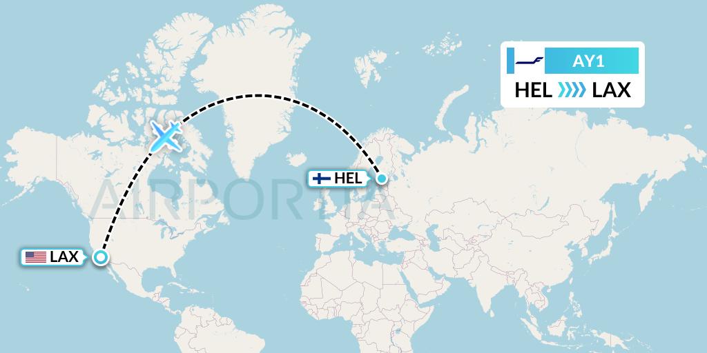 AY1 Flight Status Finnair: Helsinki to Los Angeles (FIN1)