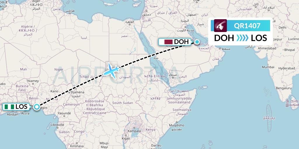 QR1407 Flight Status Qatar Airways: Doha to Lagos (QTR1407)