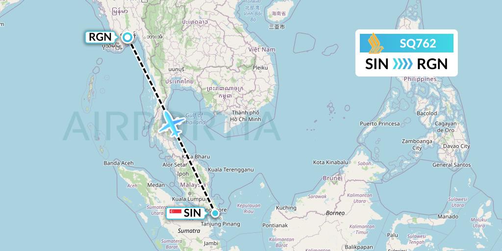 SQ762 Flight Status Singapore Airlines: Singapore to Yangon (SIA762)