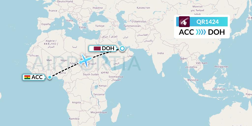 QR1424 Flight Status Qatar Airways: Accra to Doha (QTR1424)