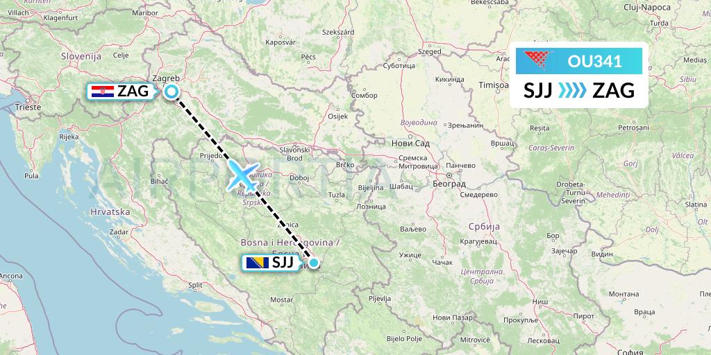 OU341 Flight Status Croatia Airlines: Sarajevo to Zagreb (CTN341)