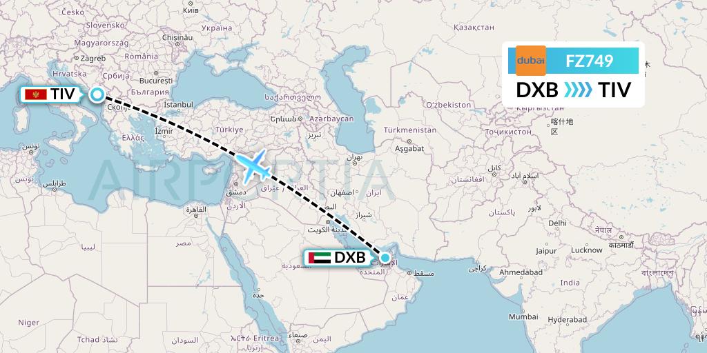 FZ749 Flight Status FlyDubai: Dubai to Tivat (FDB749)