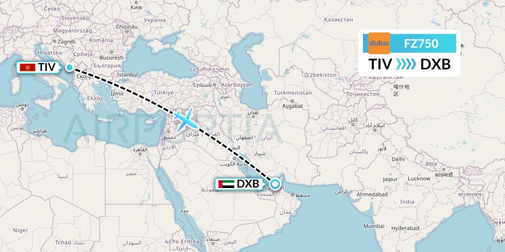 FZ750 Flight Status FlyDubai: Tivat to Dubai (FDB750)