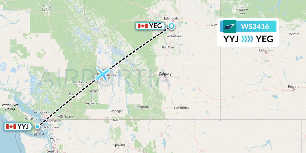WS3416 Flight Status WestJet: Victoria to Edmonton (WJA3416)