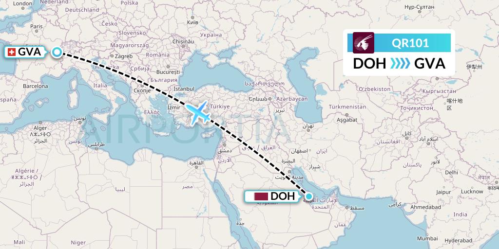 QR101 Flight Status Qatar Airways: Doha to Geneva (QTR101)