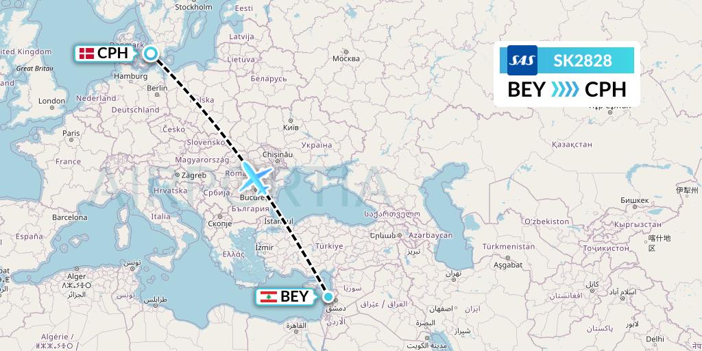 SK2828 Flight Status SAS: Beirut to Copenhagen (SAS2828)