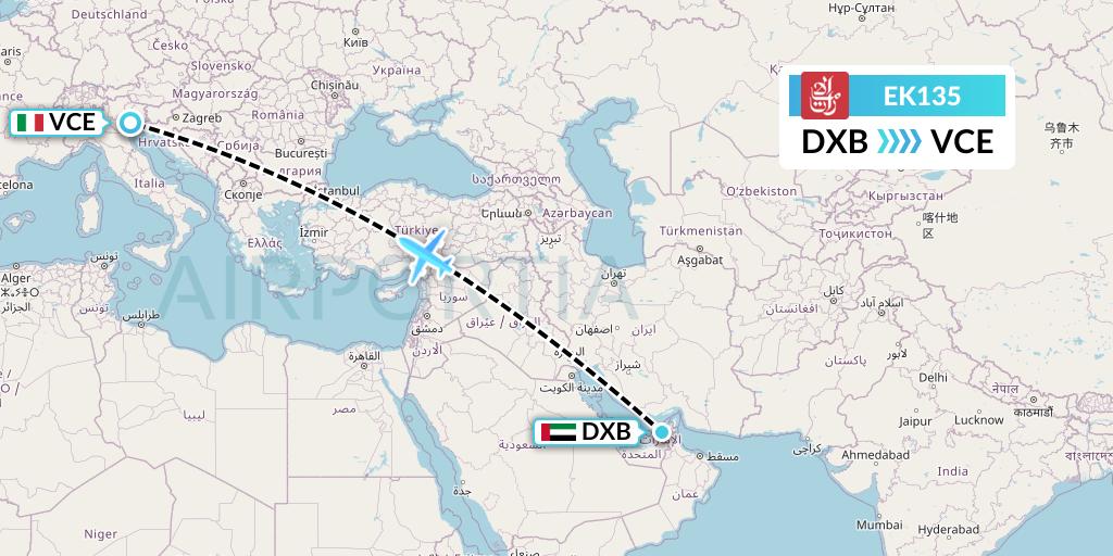 EK135 Flight Status Emirates: Dubai to Venice (UAE135)