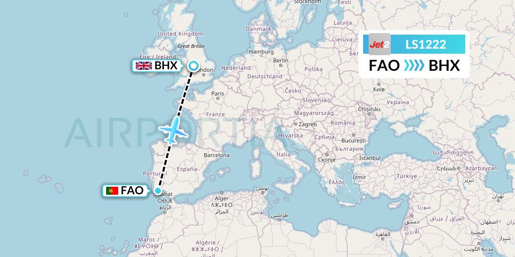 LS1222 Flight Status Jet2: Faro to Birmingham (EXS1222)