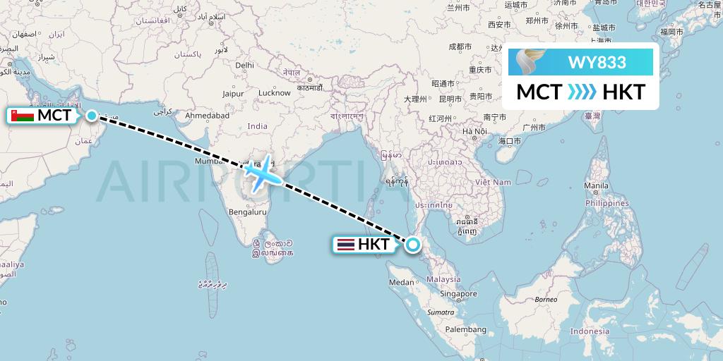 WY833 Flight Status Oman Air: Muscat to Phuket (OMA833)