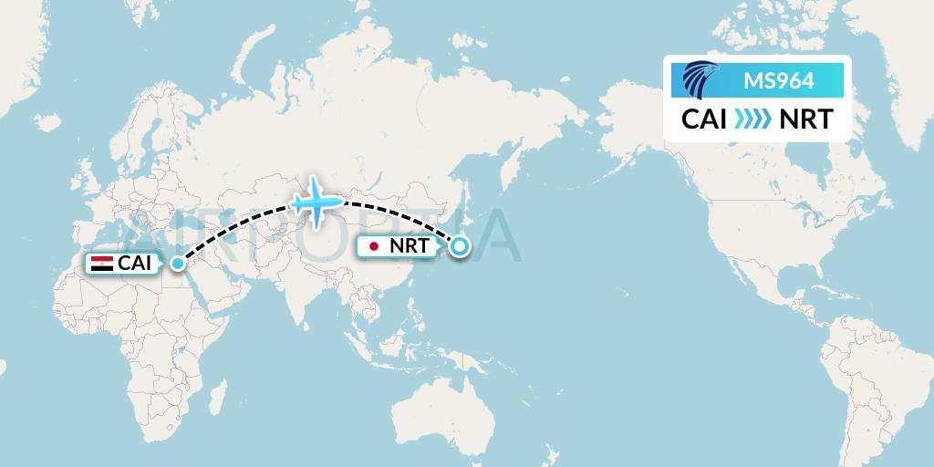 MS964 Flight Status EgyptAir: Cairo to Tokyo (MSR964)