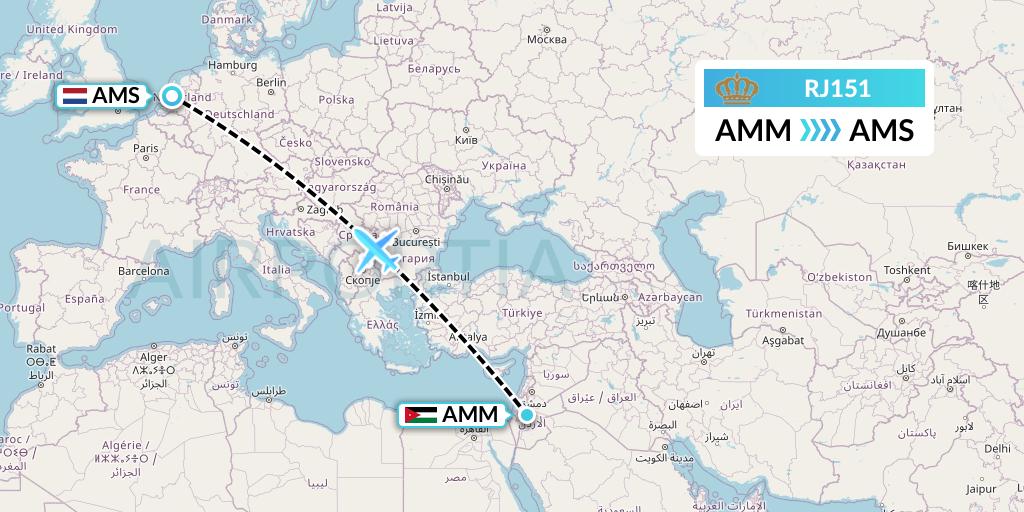 RJ151 Flight Status Royal Jordanian: Amman to Amsterdam (RJA151)