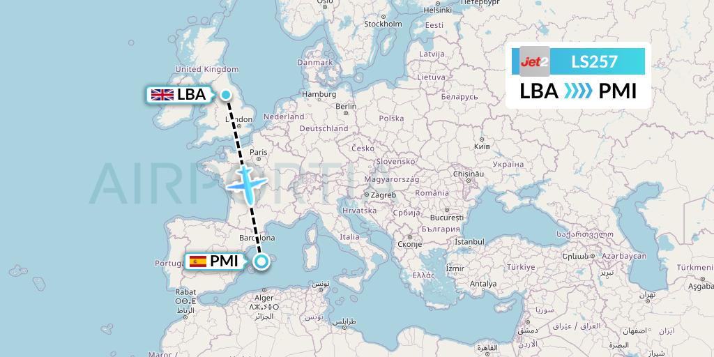 LS257 Flight Status Jet2: Leeds to Palma de Mallorca (EXS257)