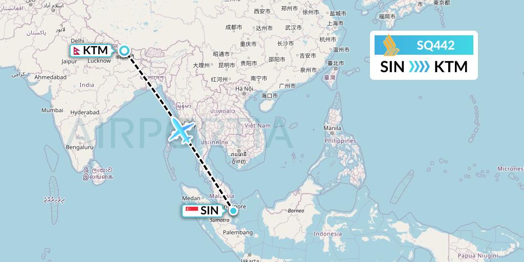 SQ442 Flight Status Singapore Airlines: Singapore to Kathmandu (SIA442)