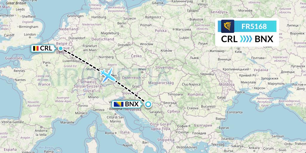 FR5168 Flight Status Ryanair: Brussels to Banja Luka (RYR5168)