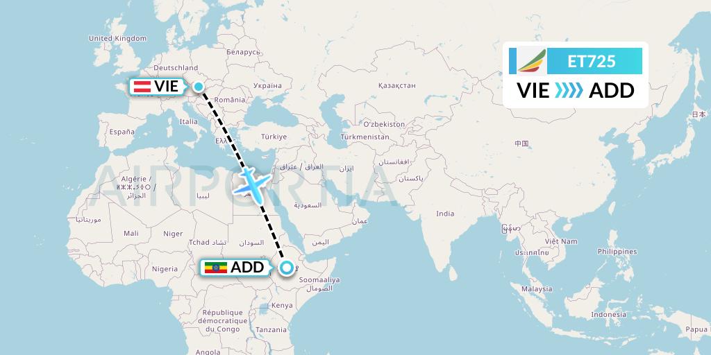 ET725 Flight Status Ethiopian Airlines: Vienna to Addis Ababa (ETH725)