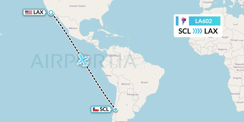 LA602 Flight Status LAN Airlines: Santiago to Los Angeles (LAN602)