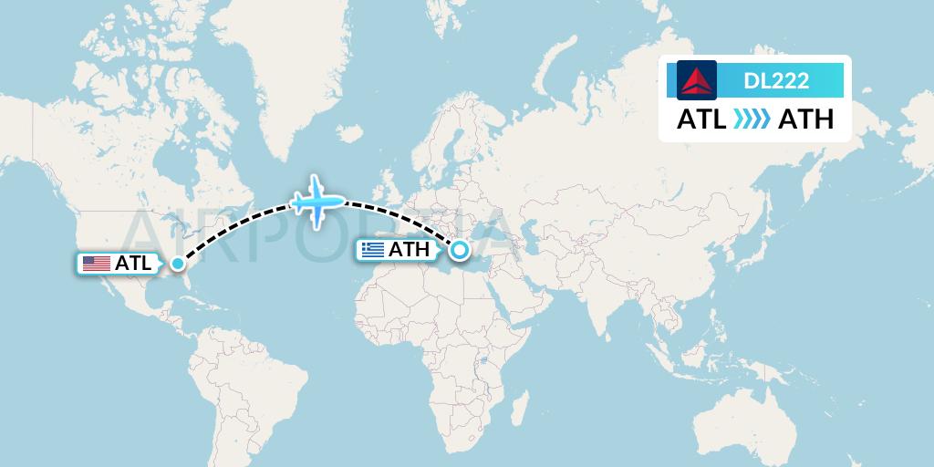 DL222 Flight Status Delta Air Lines: Atlanta to Athens (DAL222)