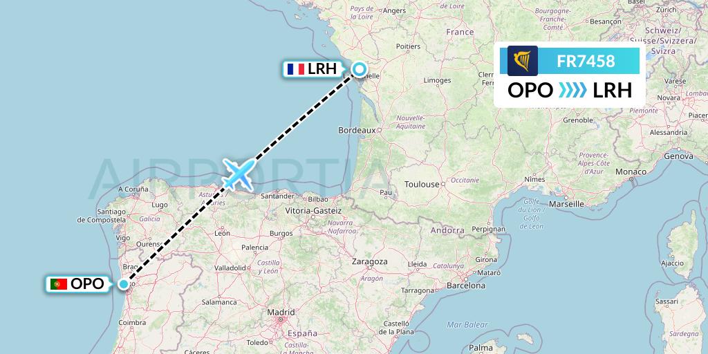 FR7458 Flight Status Ryanair: Porto to La Rochelle (RYR7458)