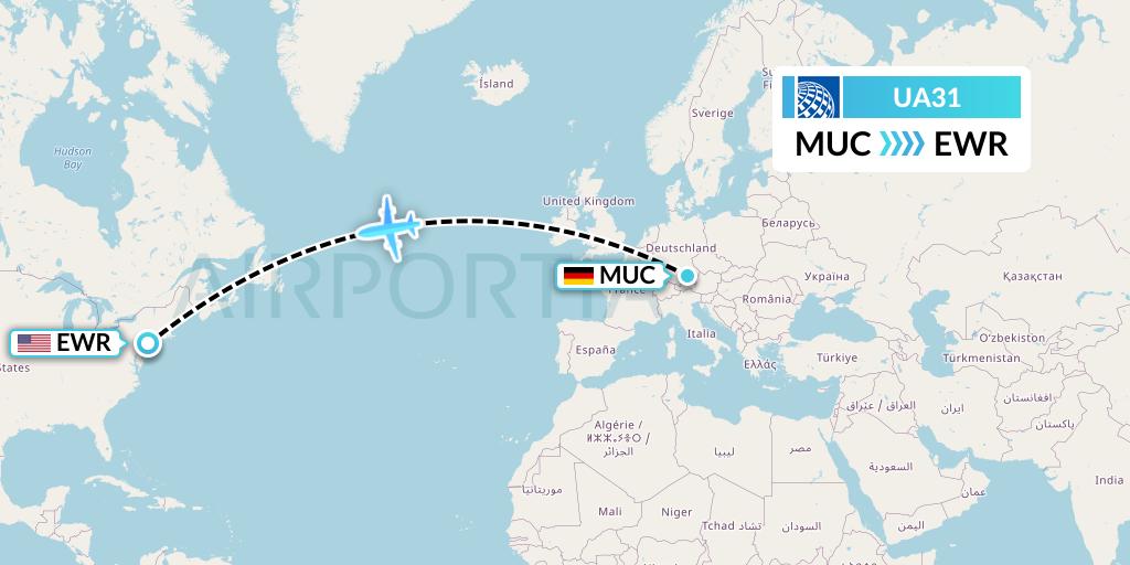 UA31 Flight Status United Airlines: Munich to New York (UAL31)
