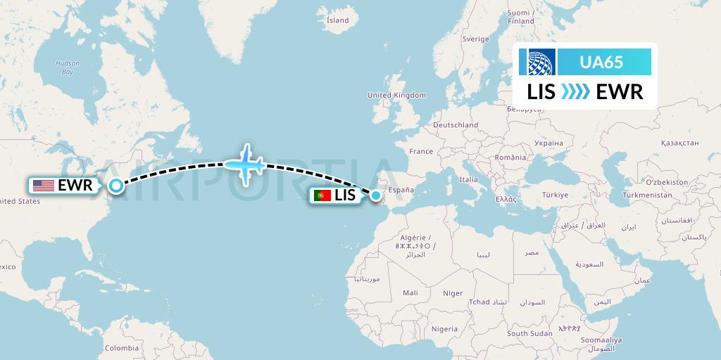 UA65 Flight Status United Airlines: Lisbon to New York (UAL65)