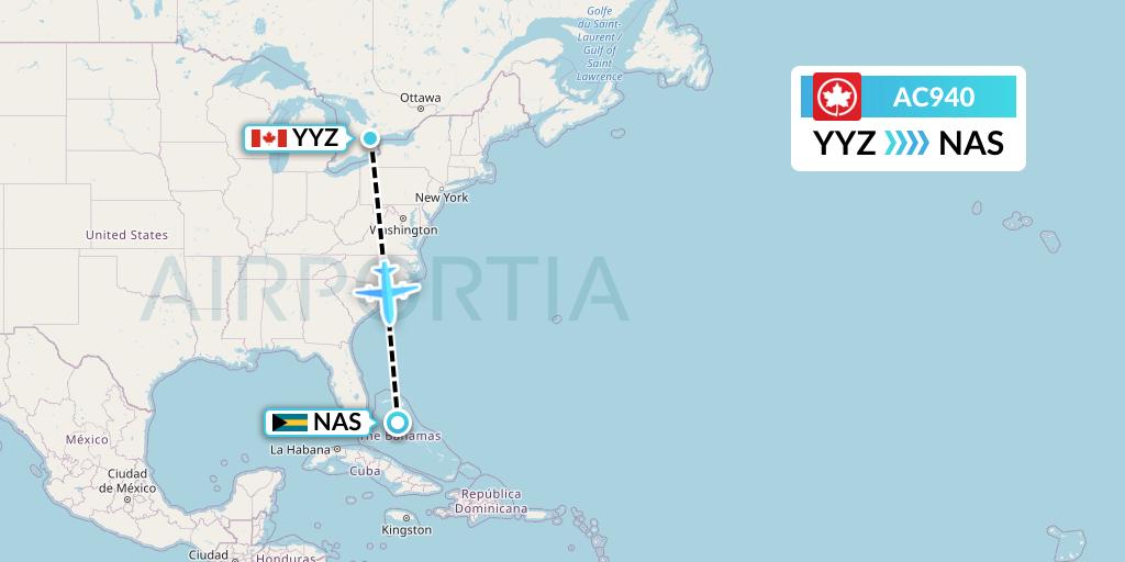 AC940 Flight Status Air Canada: Toronto to Nassau (ACA940)