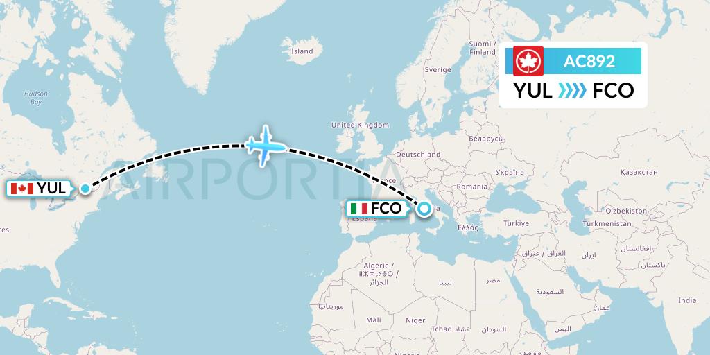 AC892 Flight Status Air Canada: Montreal to Rome (ACA892)