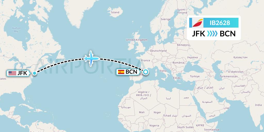 IB2628 Flight Status Iberia: New York to Barcelona (IBE2628)