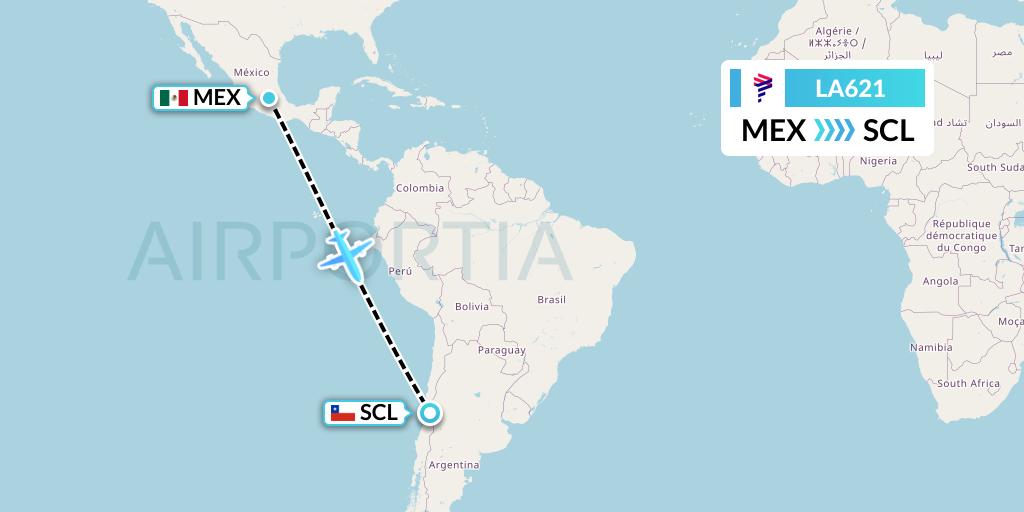 LA621 Flight Status LAN Airlines: Mexico City to Santiago (LAN621)