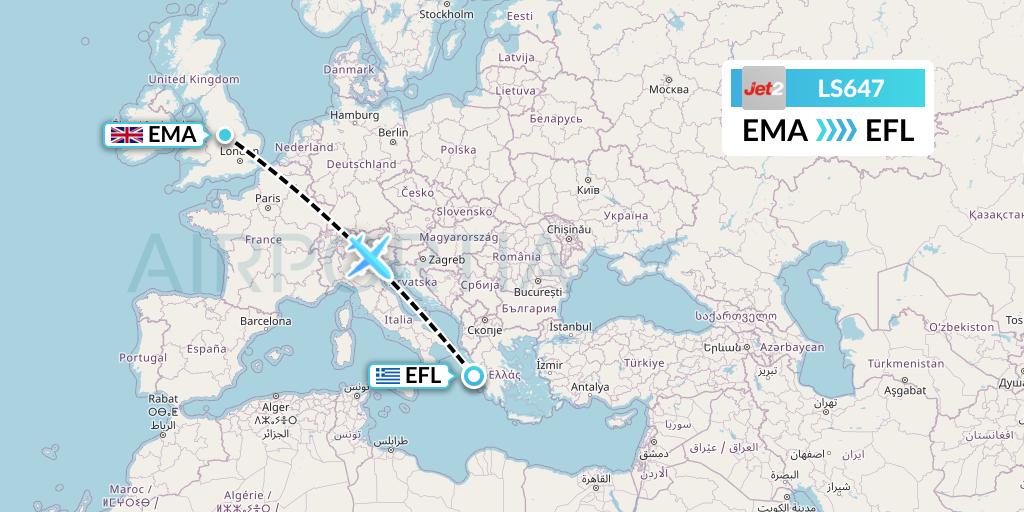 LS647 Flight Status Jet2: East Midlands to Kefalonia (EXS647)