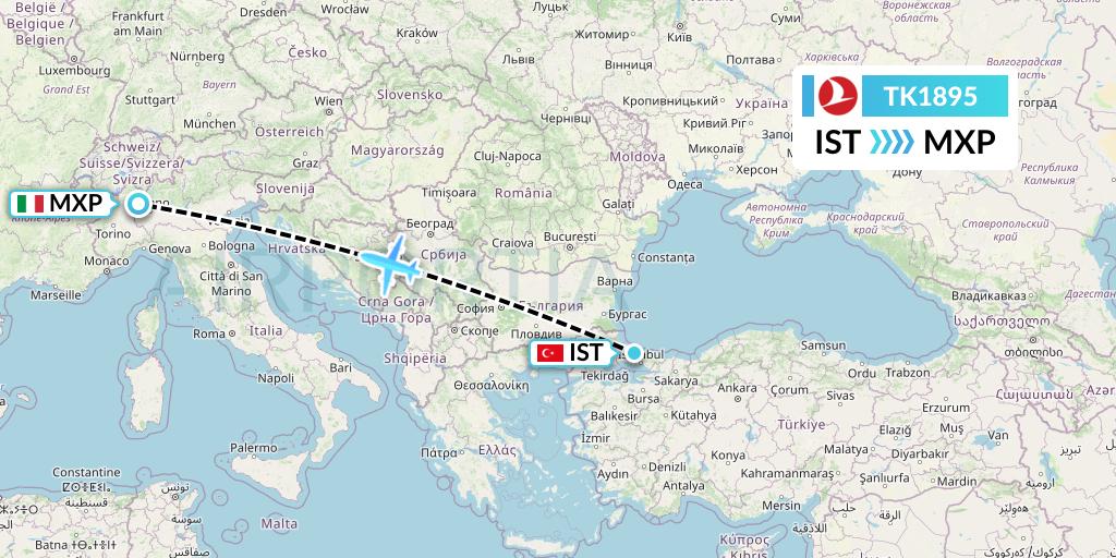 TK1895 Flight Status Turkish Airlines: Istanbul to Milan (THY1895)