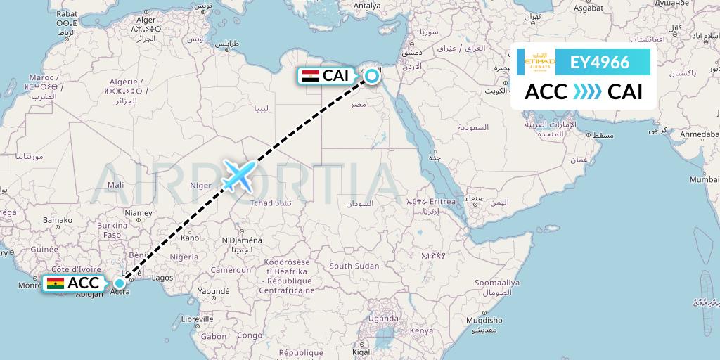 EY4966 Flight Status Etihad Airways: Accra to Cairo (ETD4966)