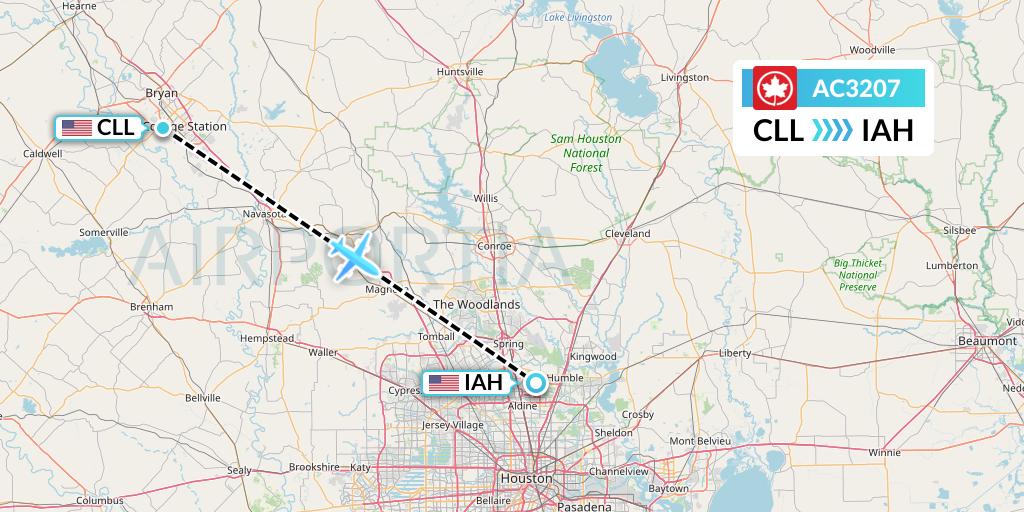 AC3207 Flight Status Air Canada: College Station to Houston (ACA3207)